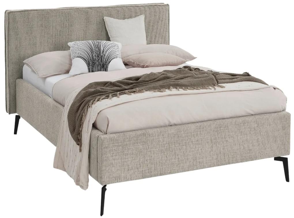 Krémová čalouněná dvoulůžková postel Meise Möbel Riva 140 x 200 cm s úložným prostorem