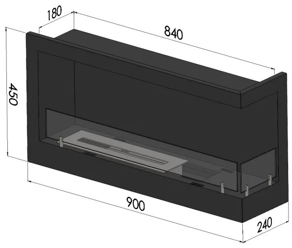 InFire - Rohový BIO krb 45x90 cm 3kW černá
