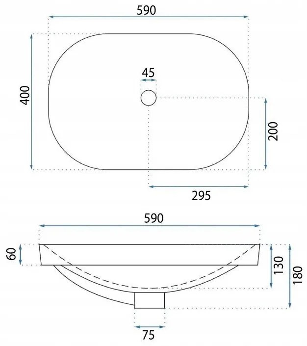 Keramické umyvadlo na desku REA BASARO TERRA bílé