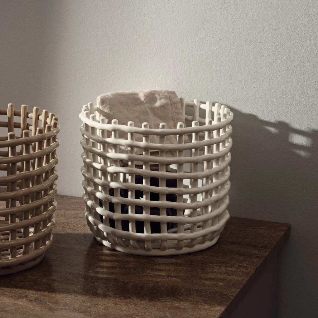 FERM LIVING Košík Ceramic Large, Off White