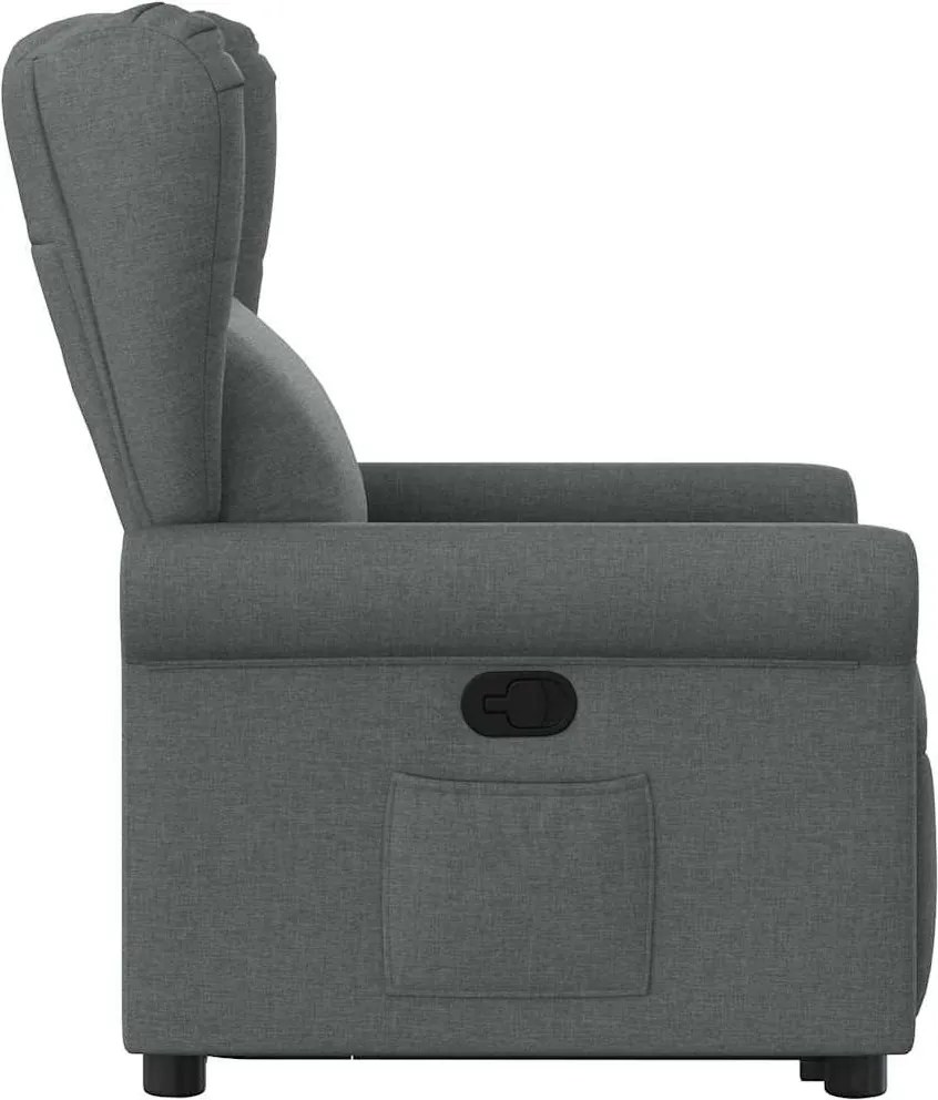 Zvedací polohovací křeslo tmavě šedé textil 3303375