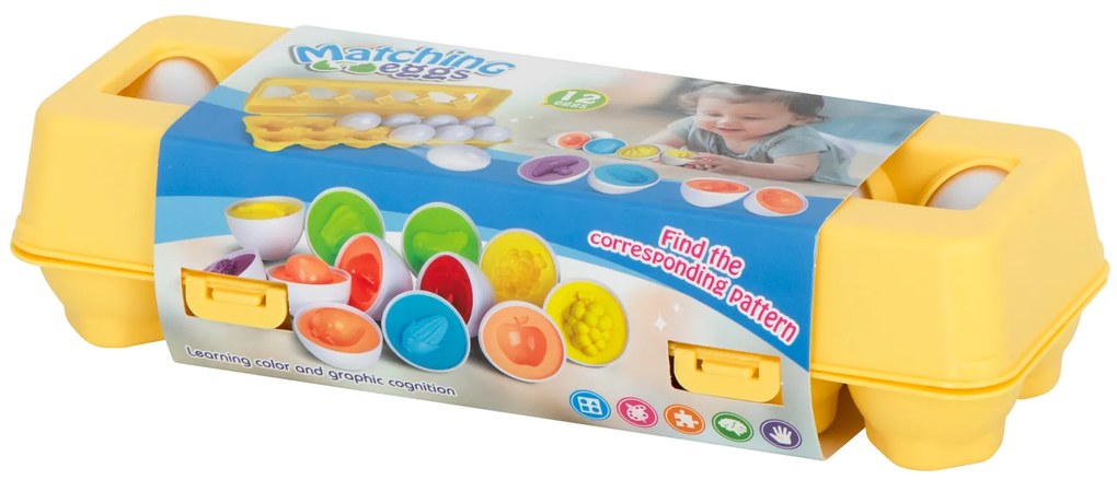 Creative Corner Vzdělávací třídička puzzle odpovídá tvarům ovocných vajíček 12ks