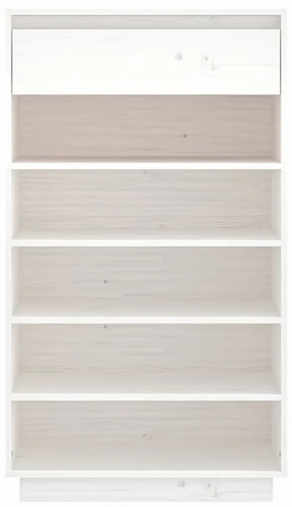 Botník bílý 60 x 34 x 105 cm masivní borové dřevo - Default Title