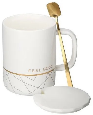 Altom Porcelánový hrnek Modern Feel s víkem 350 ml, bílá