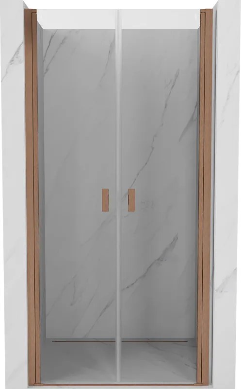 Mexen Otevírací sprchové dveře MIST (d+d) 85x200 cm 6 mm broušená měď, průhledné, 8A7-085-000-65-00