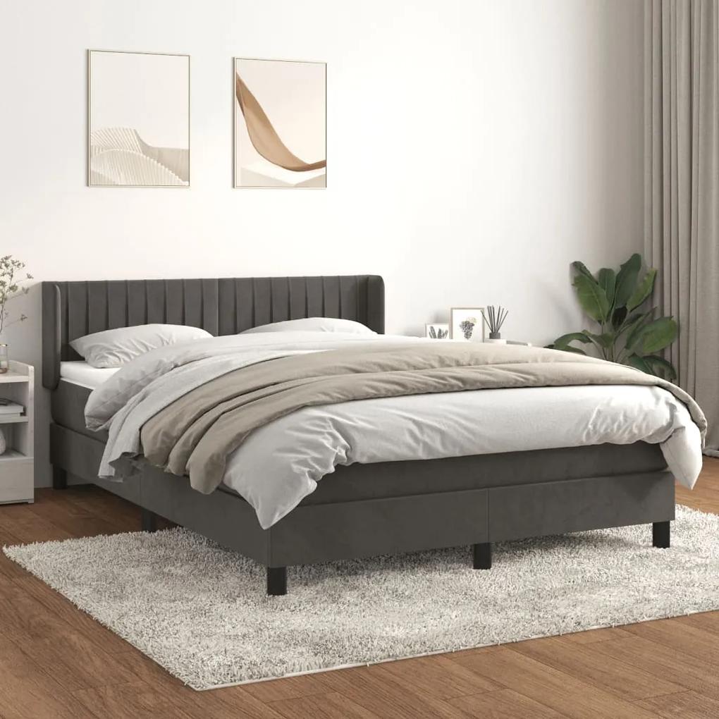 Box spring postel s matrací tmavě šedý 140 x 190 cm samet,  3131076