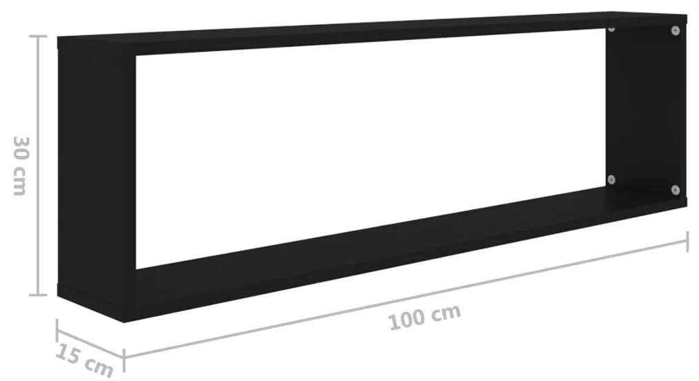 Nástěnné obdélníkové police 2 ks černé 100x15x30 cm dřevotříska - Default Title