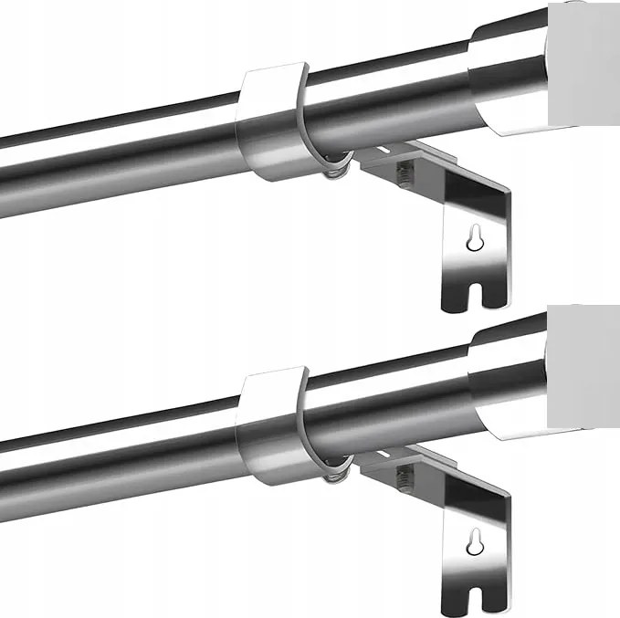 Garnýž Na Záclony 200 220 CM, Stříbrný, Nastavitelný Úchyt, Průměr 2 CM