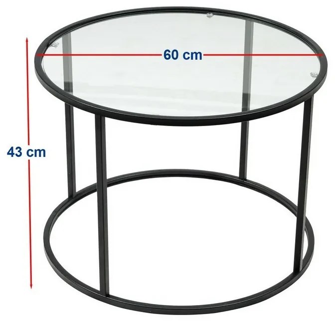 Konferenční stolek Berlin Black, 60 cm