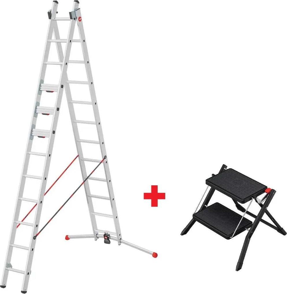 Hliníkové štafle - žebřík profi Hailo Master S110 Pro 2x12 příček, 9002-007