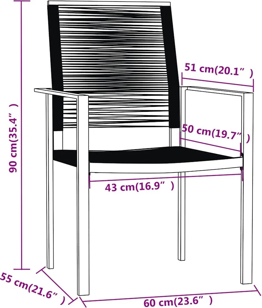 5dílný zahradní jídelní set černý 3099204