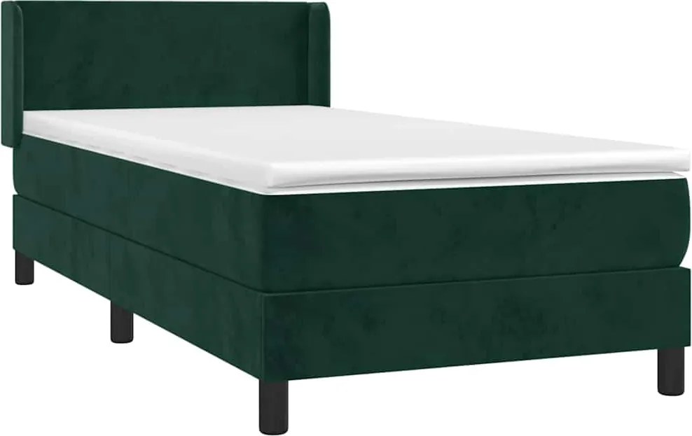 Box spring postel s matrací tmavě zelená 80 x 200 cm samet 3130808