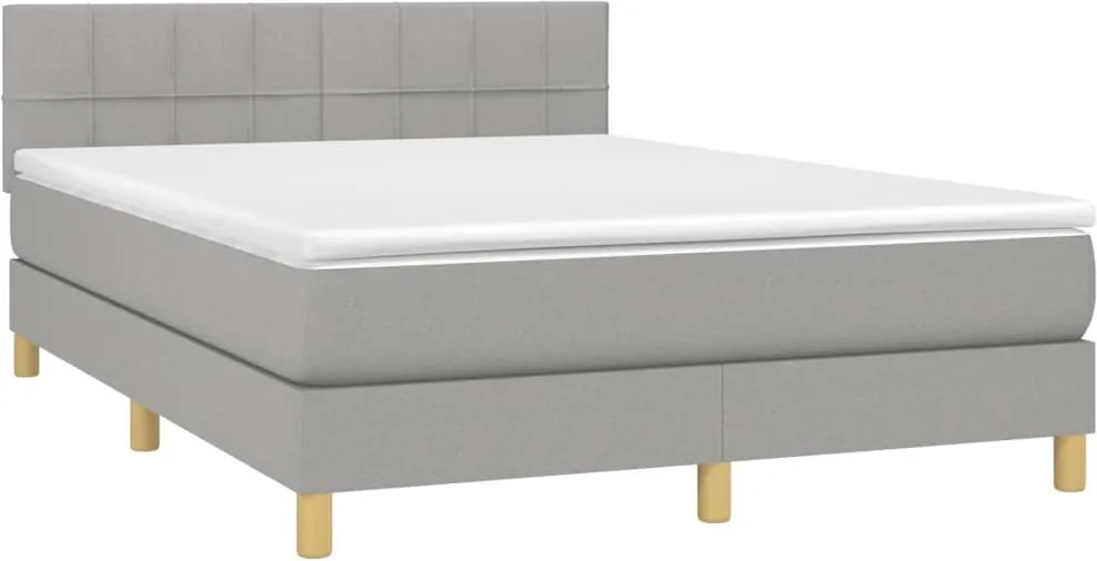 Box spring postel s matrací a LED světle šedá 140x190 cm textil 3133709