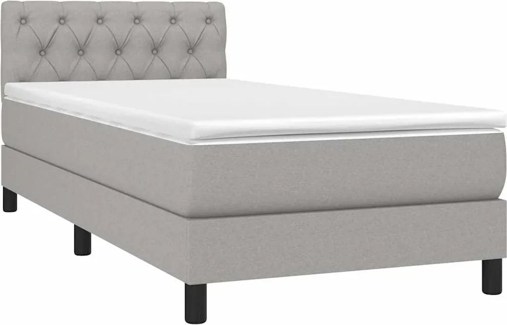 Box spring postel s matrací a LED světle šedá 80x200 cm textil 3133349