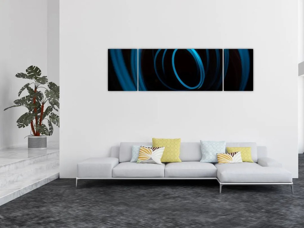 Obraz modré čáry (170x50 cm)