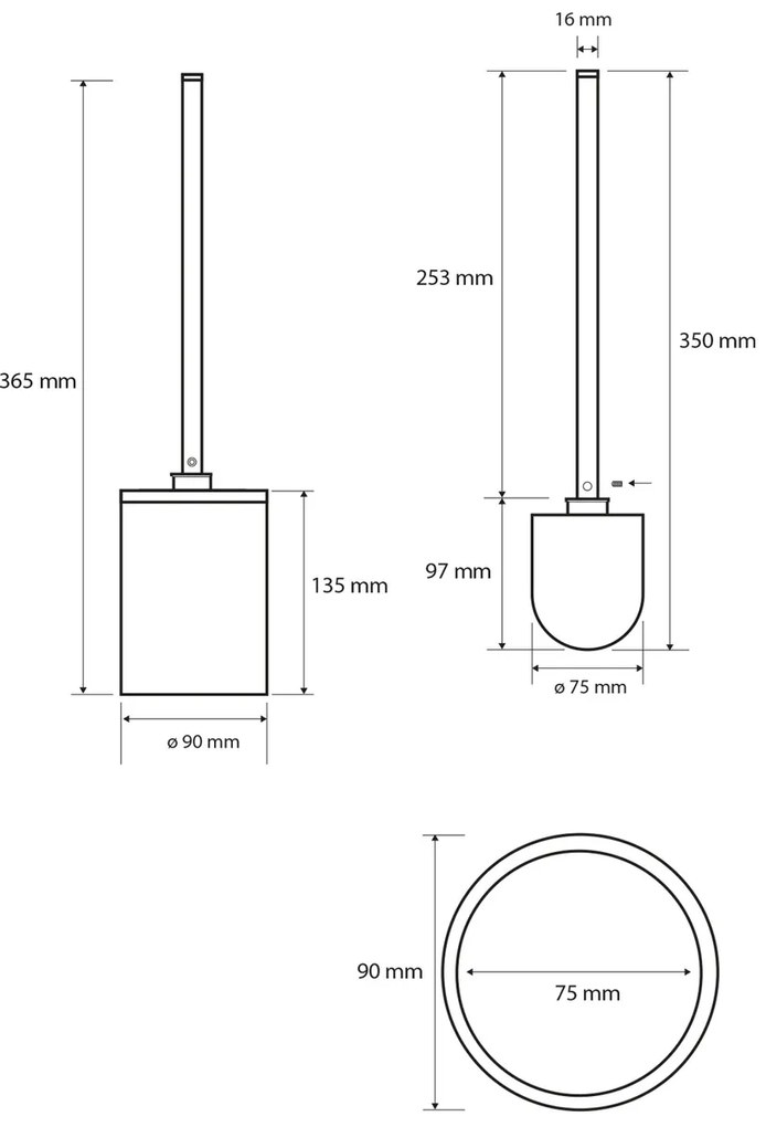 Sapho XR306W X-Round White WC štětka na postavení, bílá