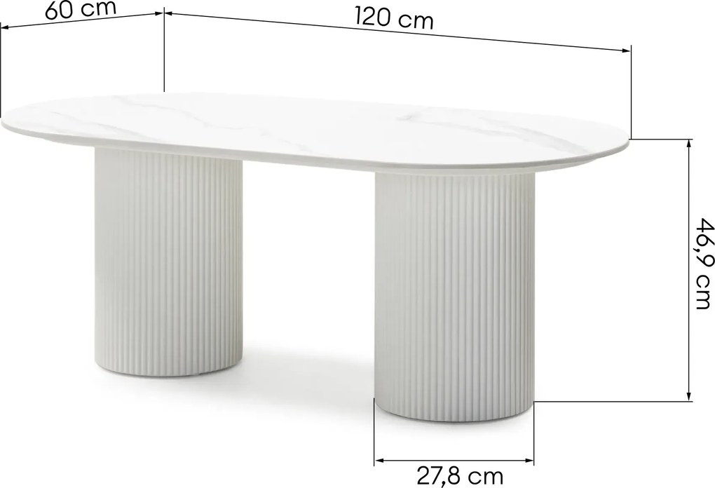 Konferenční stolek Apulias 120 cm bílý/mramor