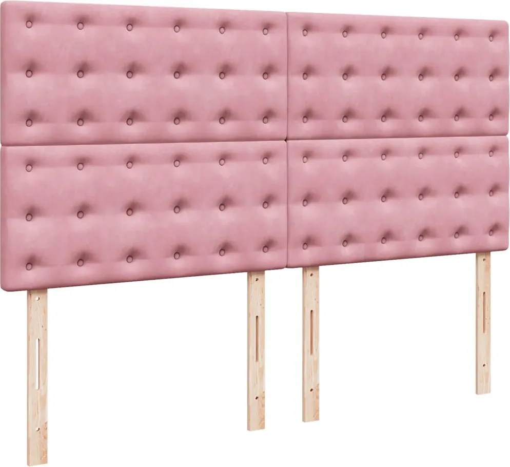Box spring postel s matrací růžová 200x200 cm samet 3292447