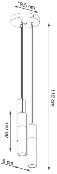 Sollux SL.1081 - Lustr na lanku BORGIO 3xGU10/40W/230V beton/kov černá