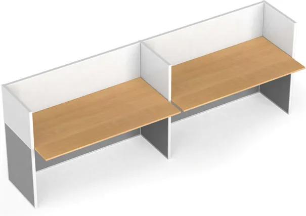 B2B Partner Rovný kancelářský stůl PRIMO s paravany, 2 místa, magnetická tabule, bříza