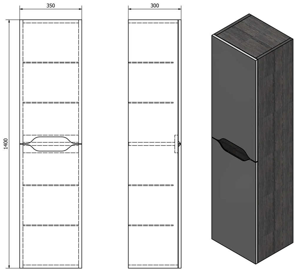 Sapho Sapho, Koupelnový set WAVE 90, levá, bílá/dub Alabama, KSET-053