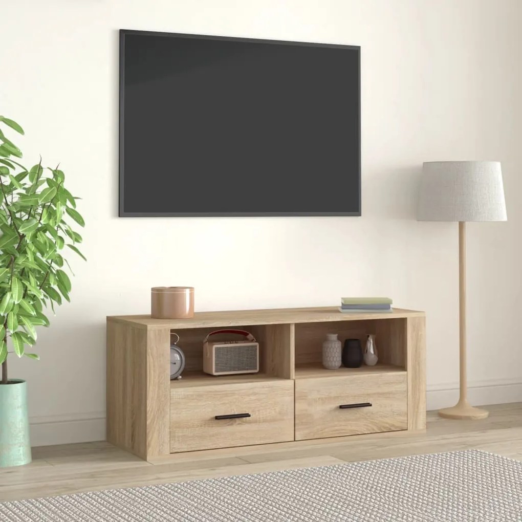 vidaXL TV skříňka 100 x 35 x 40 cm kompozitní dřevo [816814] Barva: hnědý dub