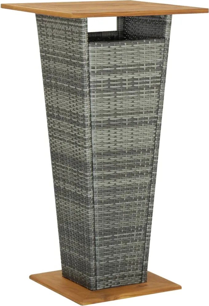 Barový stůl šedý 60 x 60 x 110 cm polyratan a masivní akácie 313464