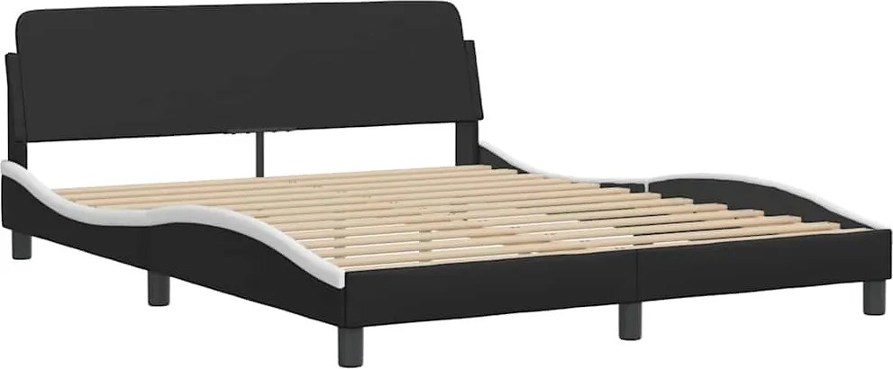 Rám postele bez matrace Hvar černý a bílý 160 x 200 cm umělá kůže 3208014