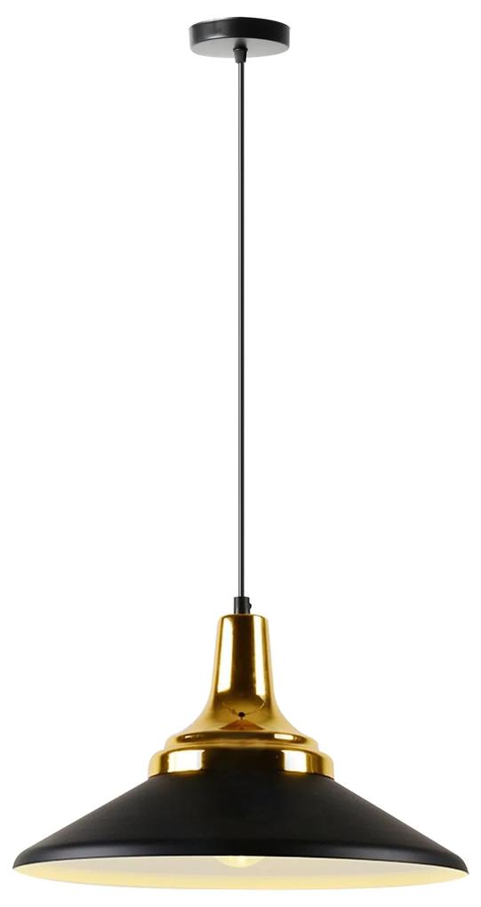 Toolight, závěsné kovové stropní svítidlo 1xE27 APP292-1CP, černá matná-zlatá, OSW-00863