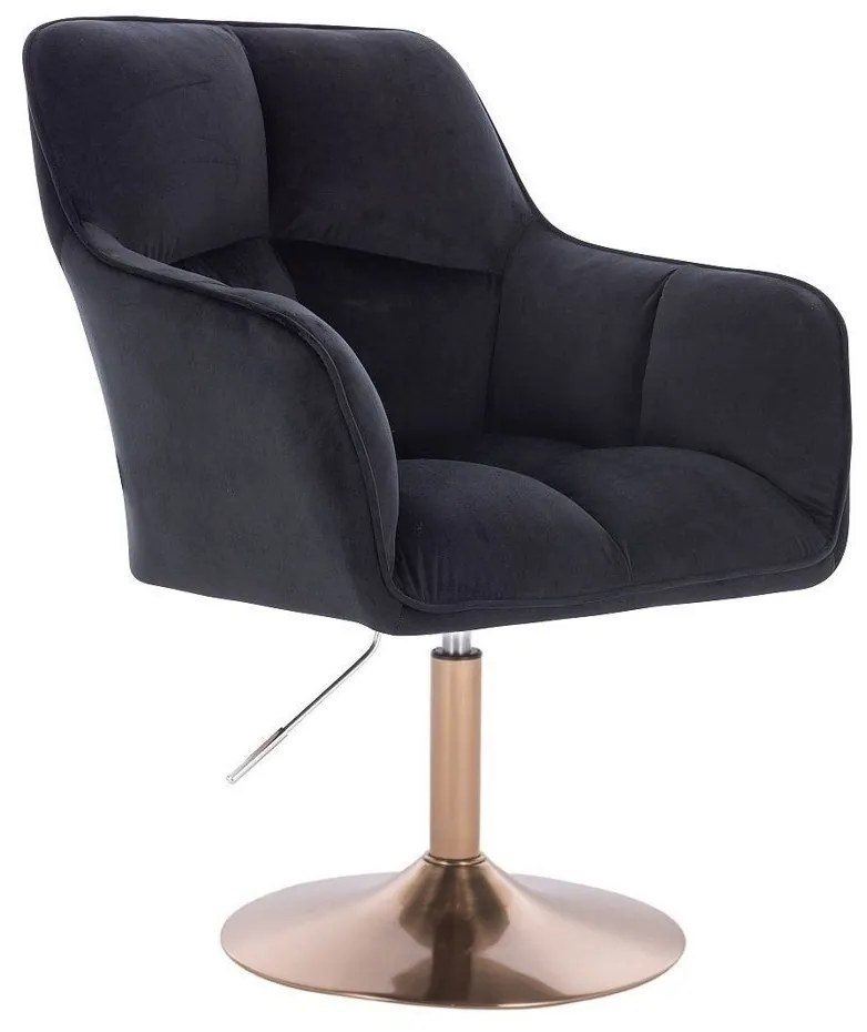 LuxuryForm DESIGN Otočné křeslo AMALFI VELUR na zlatém talíři - černé