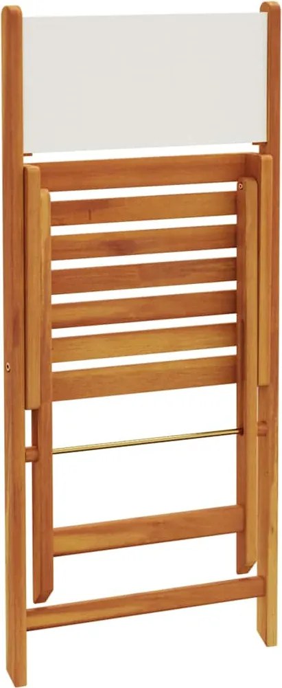 3dílný bistro set krémově bílý textil a masivní dřevo 3281760
