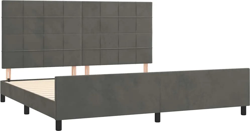 Rám postele bez matrace tmavě šedý 200 x 200 cm samet 3125776