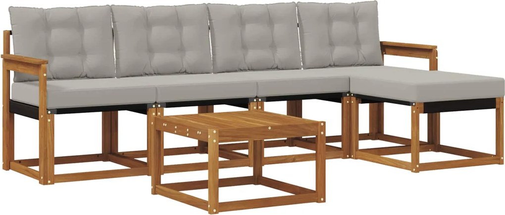 Venkovní pohovková souprava 6 ks Přírodní a světle šedá 3368586