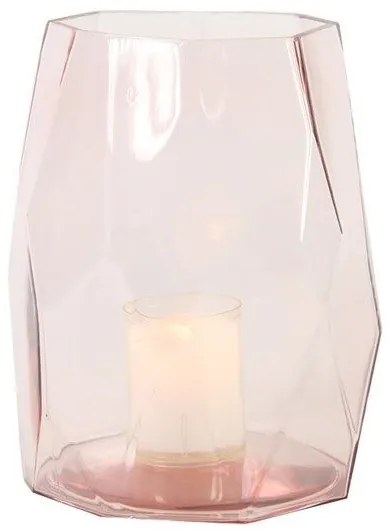 Svícen Countryfield skleněný Deylin L růžový 20x16cm