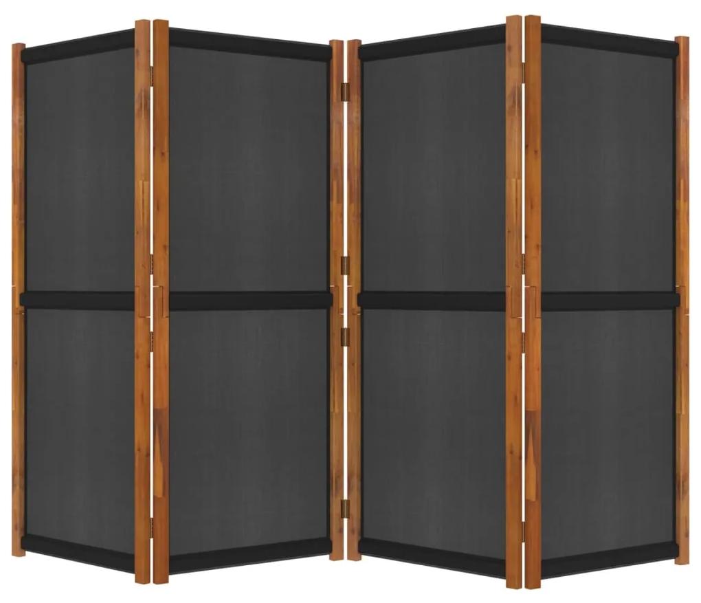 4dílný paraván černý 280 x 180 cm,  319180