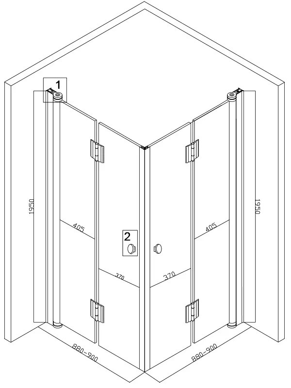 BPS-koupelny Čtvercový sprchový kout HYD-SK08B-M 90x90 černá/transparent + vanička HYD-SSV-RIKO černá