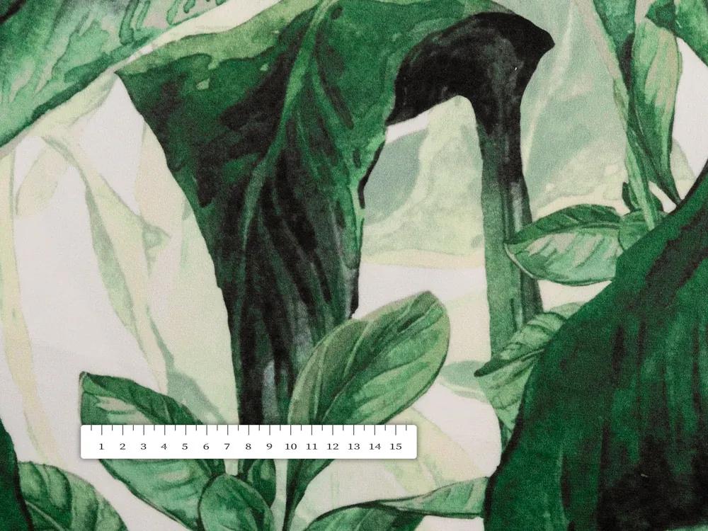 Biante Sametový kulatý ubrus Tamara TMR-028 Velké zelené listy Ø 110 cm