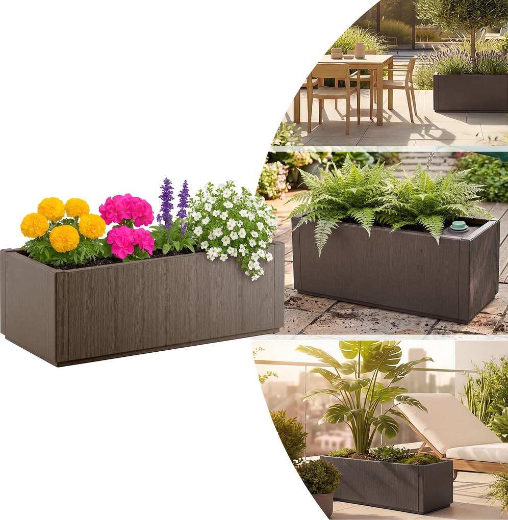 Květináč Ethica hnědý plast 80x36x36cm