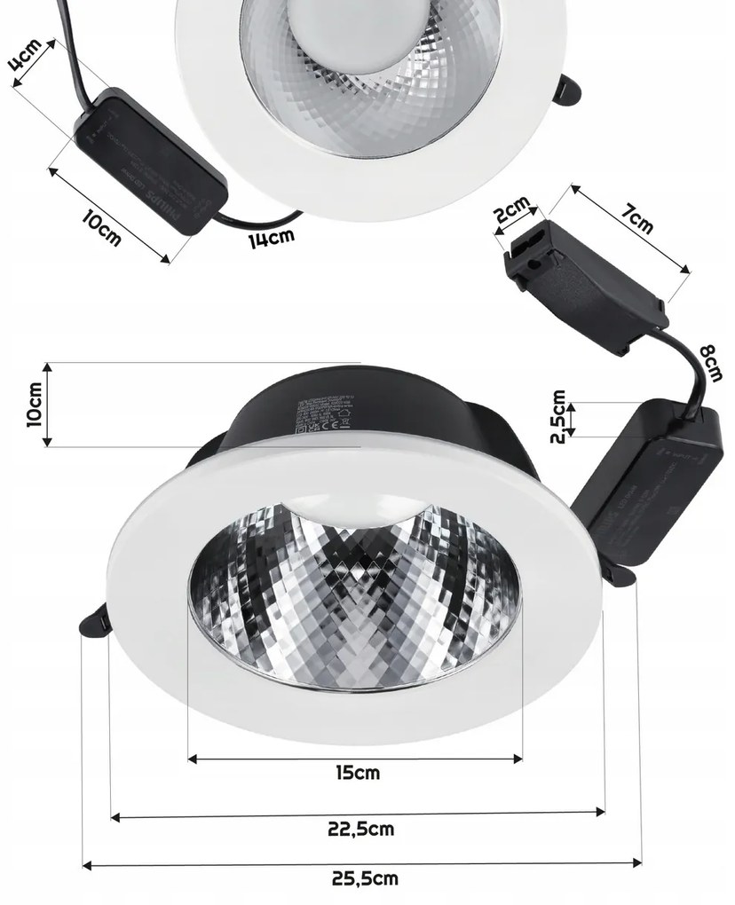 PHILIPS LED bodové světlo kulaté zapuštěné - 24W - 2400lm - 4000K - černé
