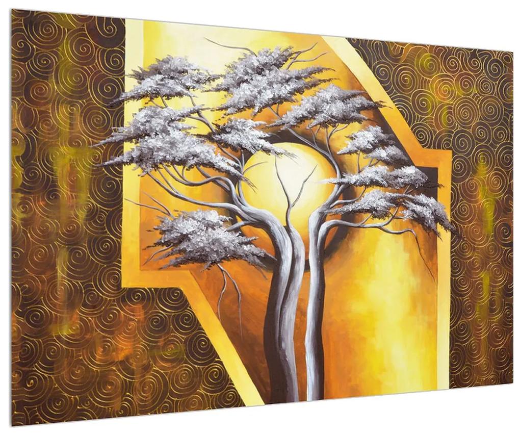 Orientální obraz stromu a slunce (90x60 cm)
