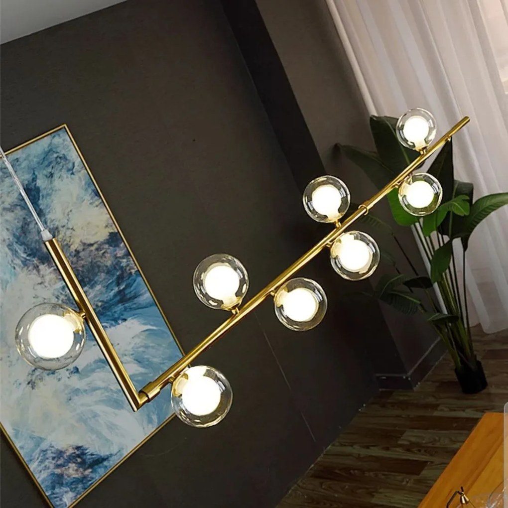 Toolight - Závěsná kovová lampa 8xG9, zlatá, OSW-03402