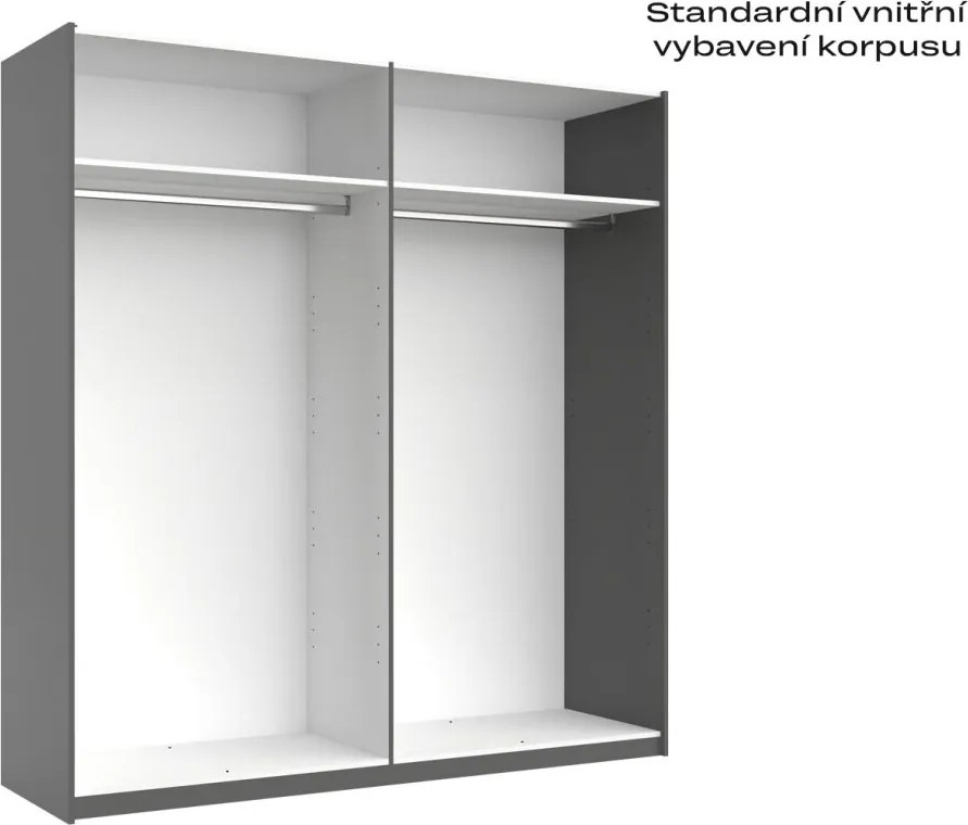 Skříň s posuvnými dveřmi 2,0x2,1m (Dveře Grafit/Zrcadlo) série N Dominika