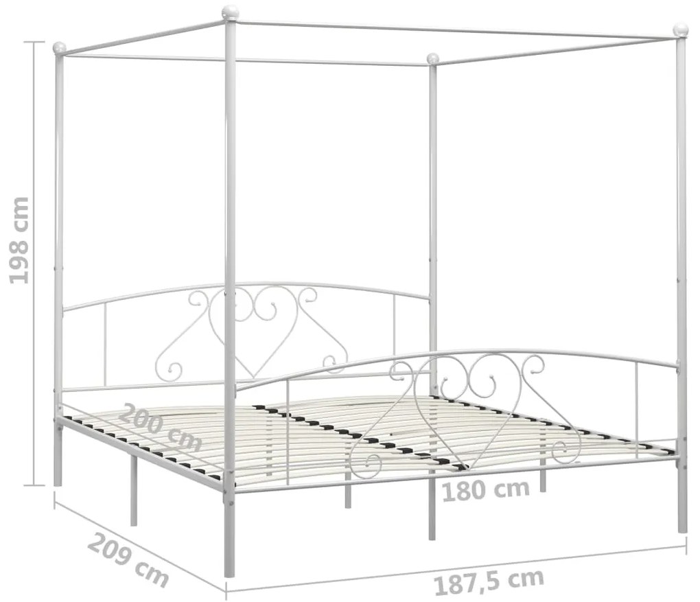 Rám postele s nebesy bílý kovový 180 x 200 cm,  284431