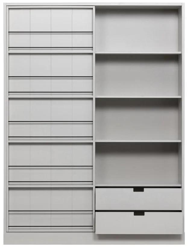 Hoorns Světle šedá borovicová knihovna Mathi 200 x 150 cm