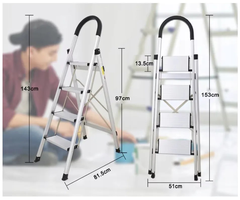CROWNMAN Skládací 4stupňový žebřík pro domácnost