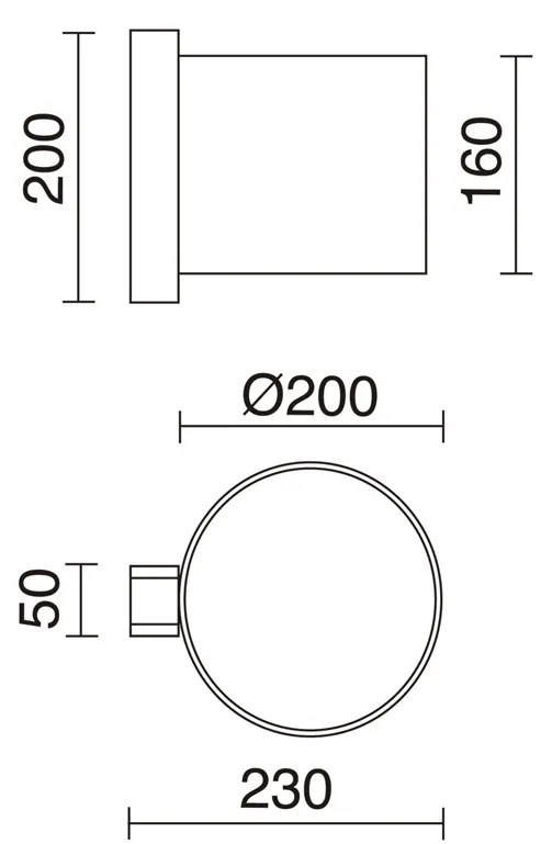 Exo 621C-G05X1A-50-CG nástěnné svítidlo Compact W, tmavě hnědá, E27, ø20cm, IP20