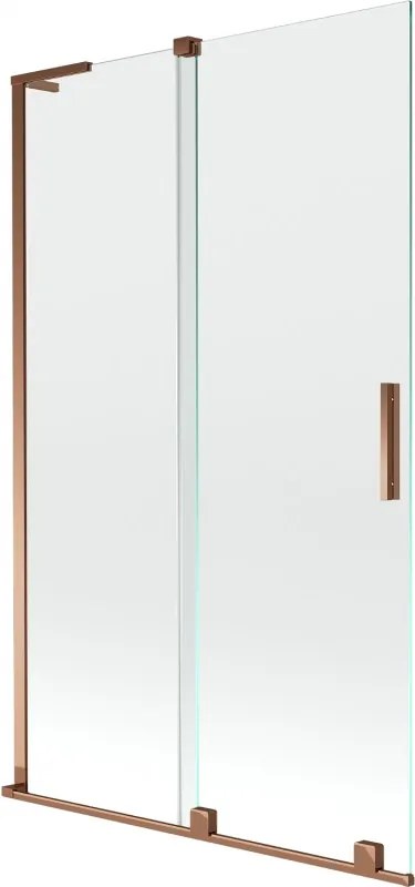 Mexen Velar L, 2-křídlová posuvná vanová zástěna 110 x 150 cm, 8mm čiré sklo, růžové zlato, 896-110-003-01-60
