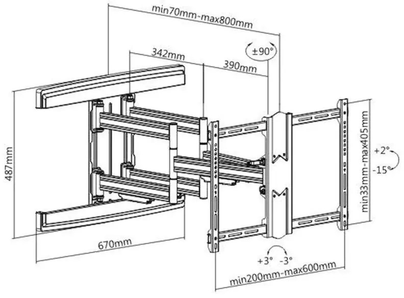 DZ40 Profi Držák s Ramenem | 37- 80" | 70kg