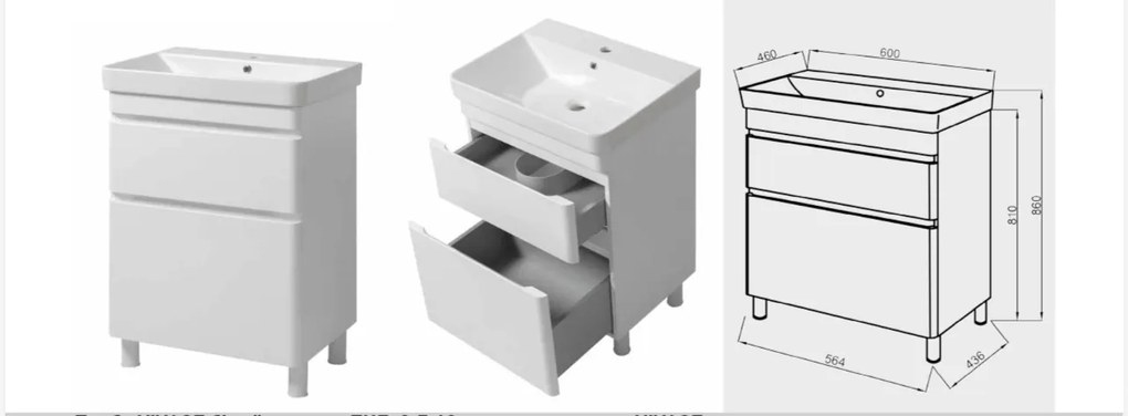Lavedo Vivace White 60 koupelnová skříňka s umyvadlem, lesk