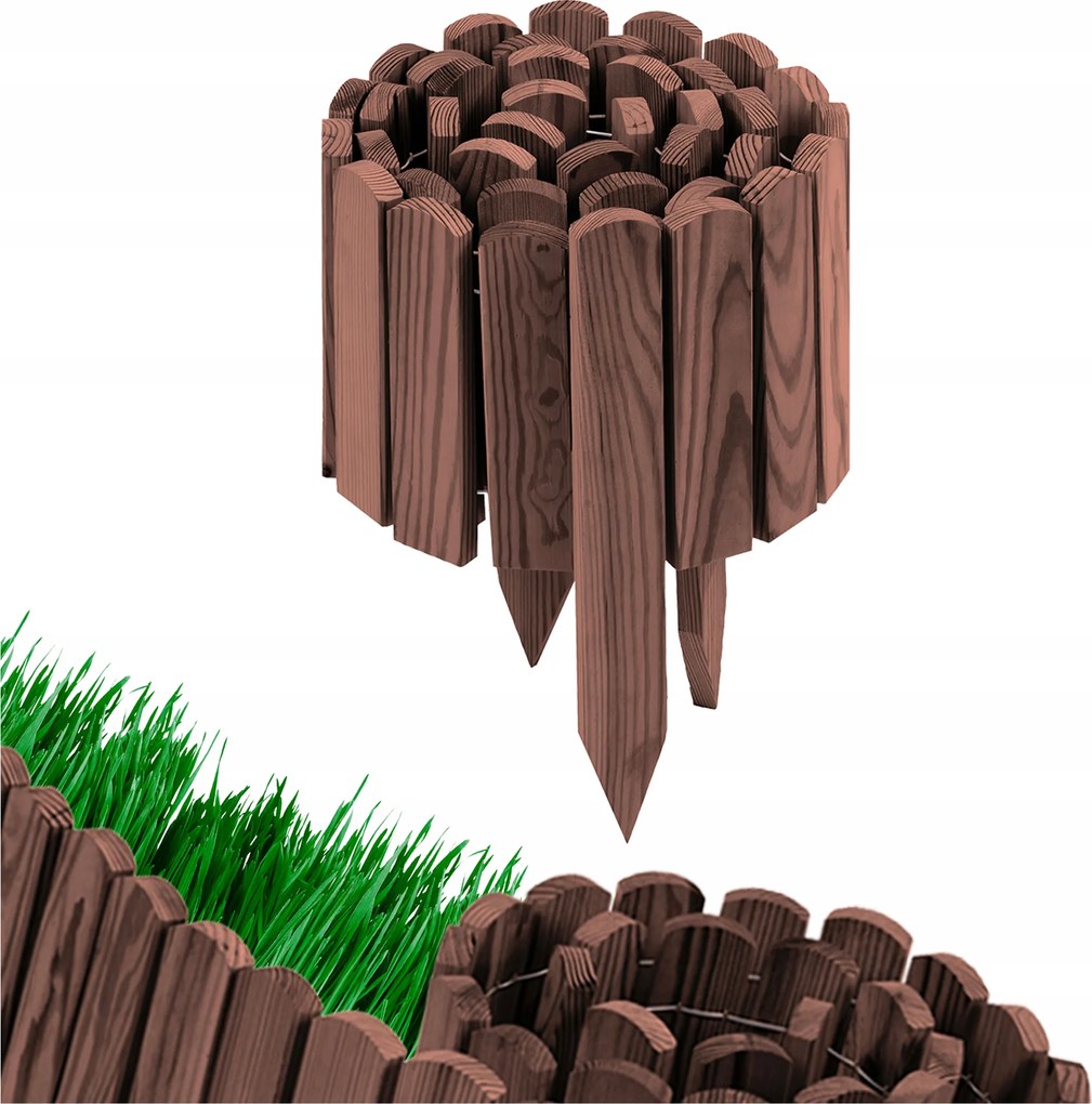 Zahradní plot Trávníkový Lem Zahradní Palisáda Dřevěná 40 x 200 cm